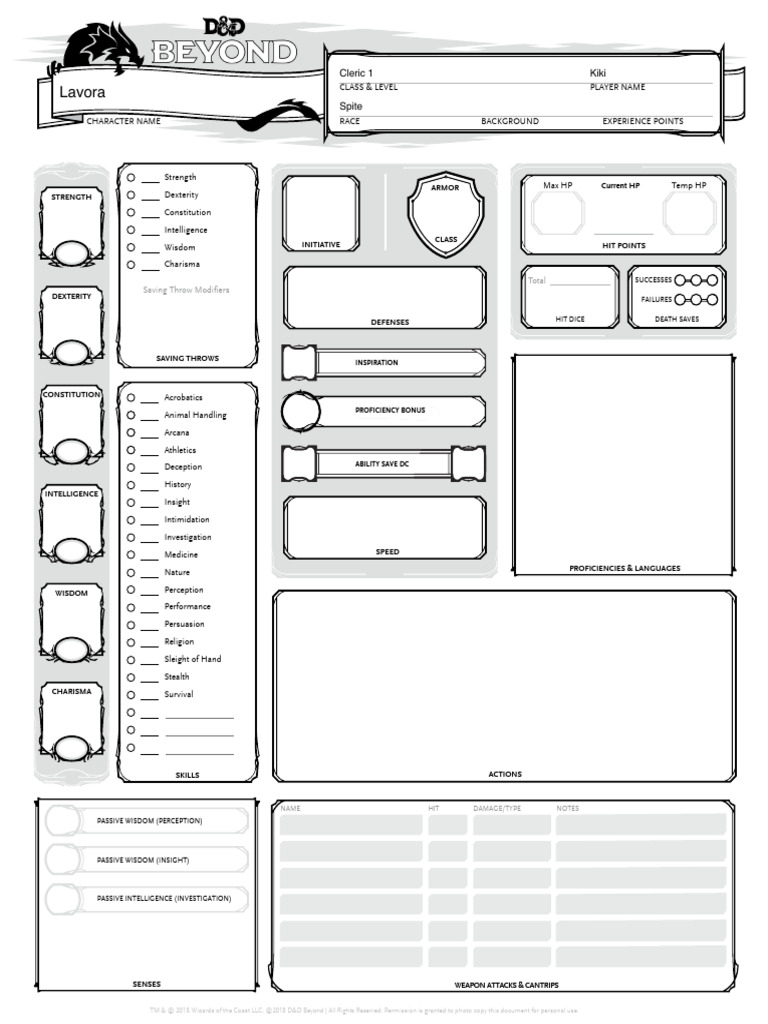 D&D Beyond Original Character Sheet | PDF | Dungeons & Dragons | Gary Gygax Games