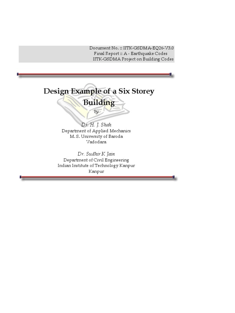 Seismic Design of Six Storey Building | PDF | Bending | Column