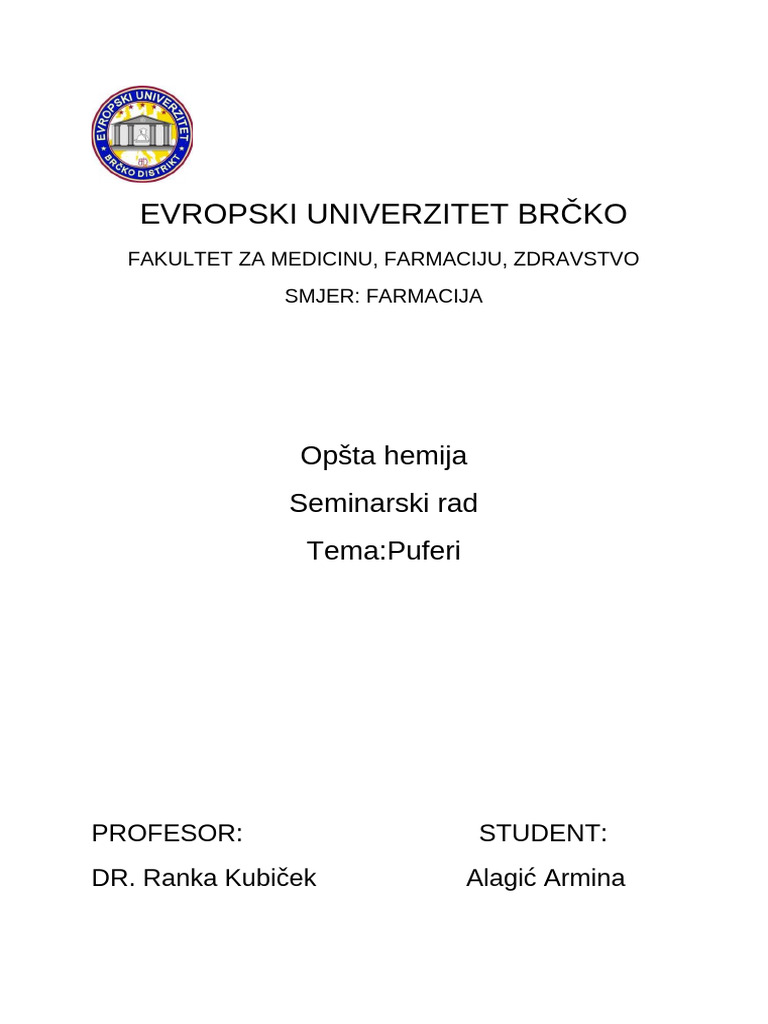 Seminarski Rad I Puferi | PDF