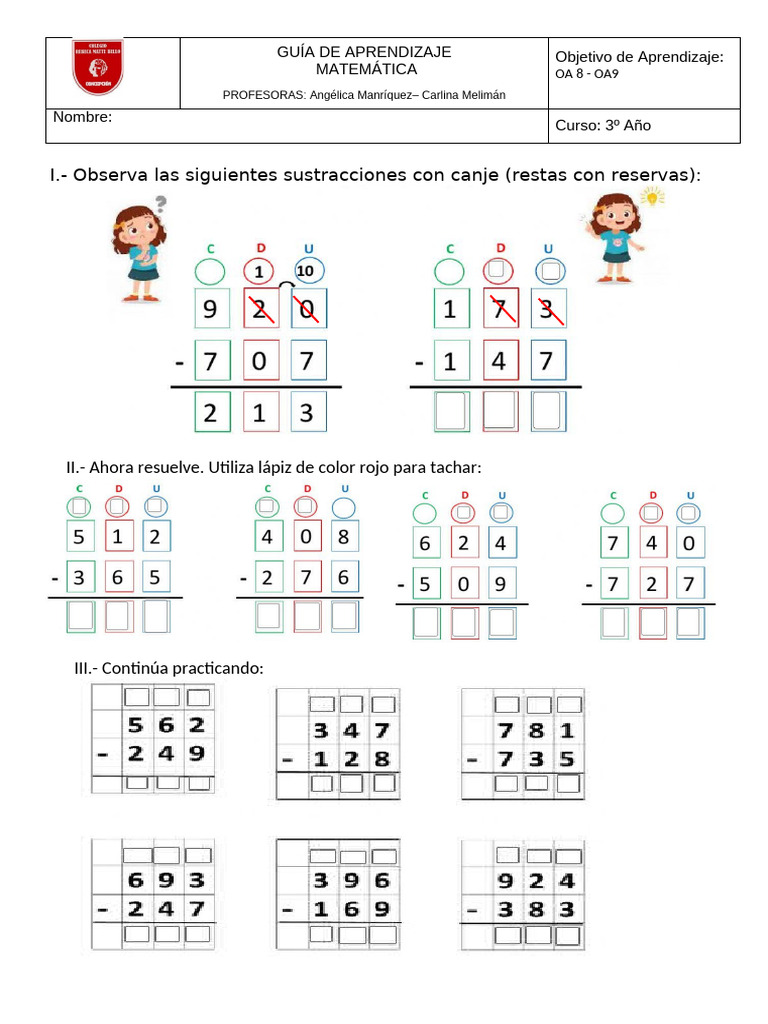 3° Guia de Restas Con Reserva | PDF