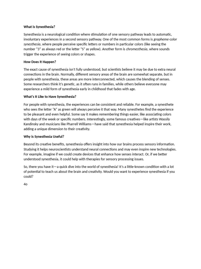 What Is Synesthesia | PDF | Self-Improvement