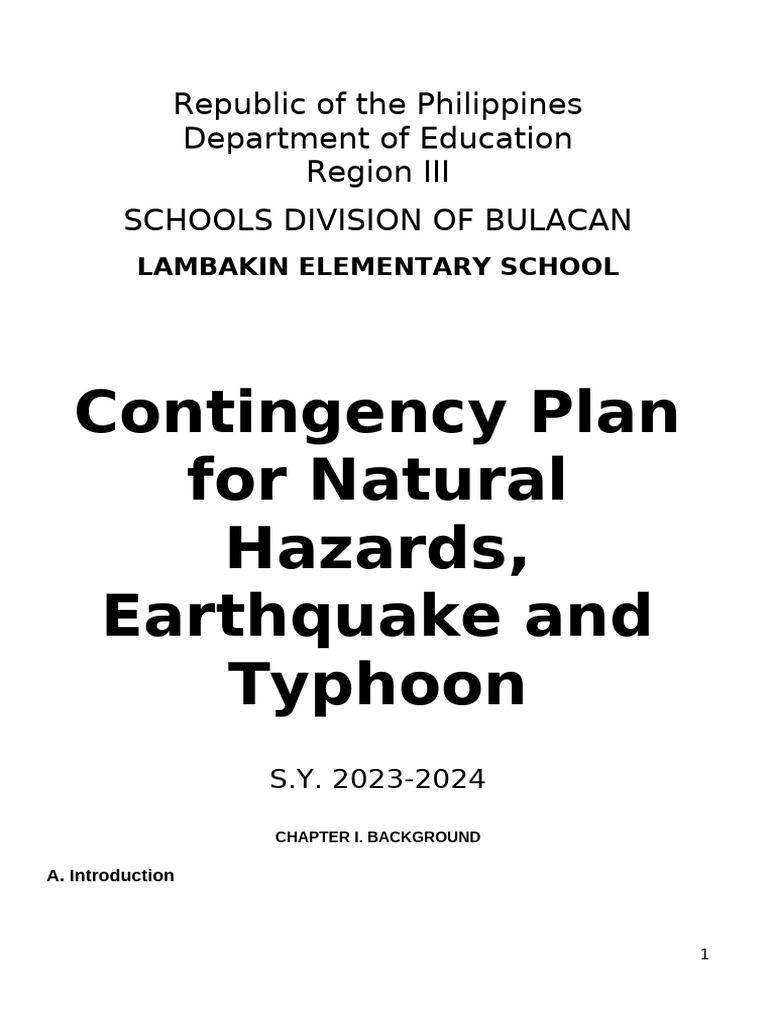 Contingency Plan for Flood and Typhoon | PDF | Emergency Management | Flood
