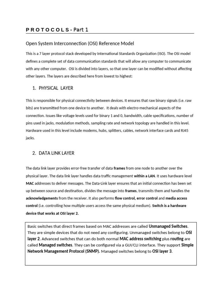 Protocols Part 1 - Complete | PDF | Computer Network | Osi Model
