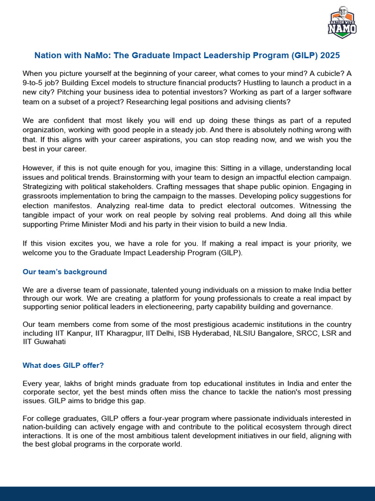 GILP 2025: Graduate Impact Leadership Program | PDF | Social Psychology