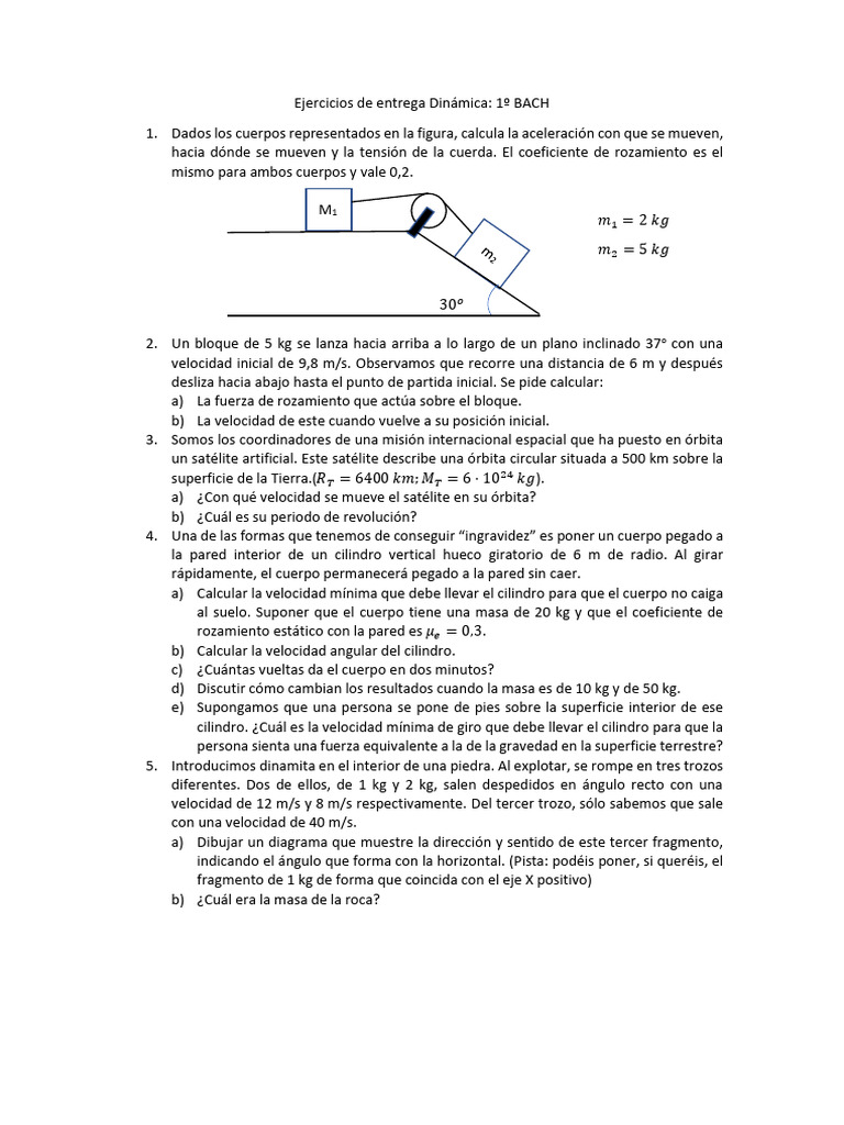 Ejercicios de Entrega Dinámica | PDF | Fricción | Velocidad