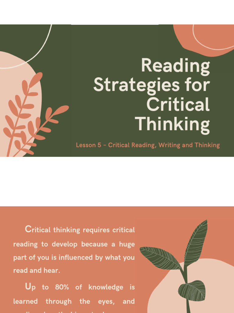 5 - Reading Strategies For Critical Thinking | PDF | Speed Reading ...