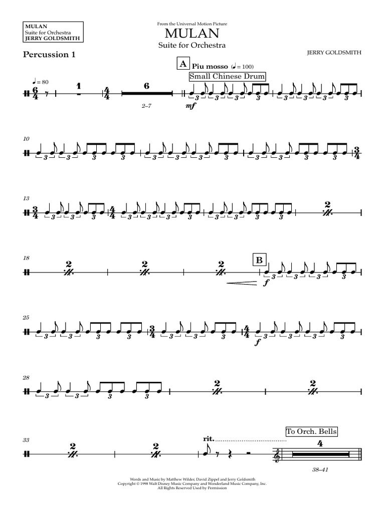 Percussion 1 Suite Mulan | PDF