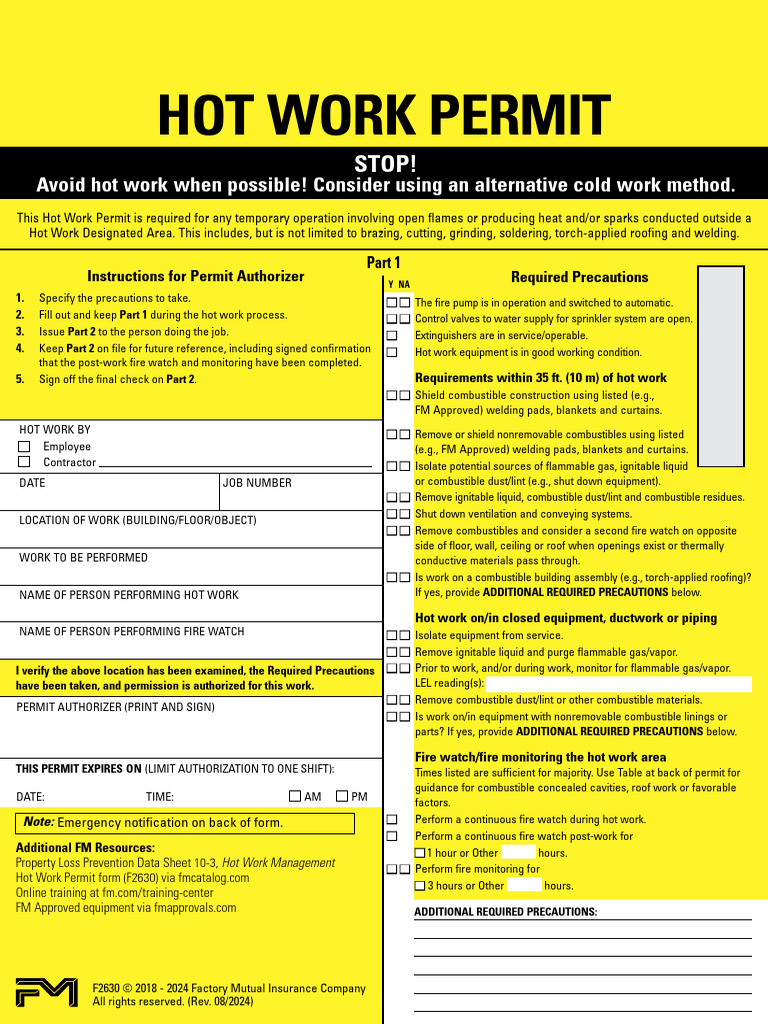 hot work permit | PDF | Fires | Combustion
