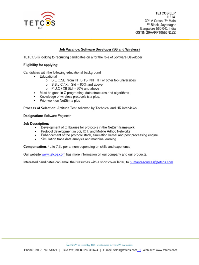 JD - Software Developer | PDF