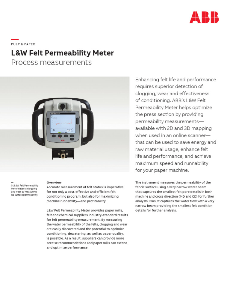 ABB Felt Permeability Meter Datasheet - Final - V2 | PDF | Calibration ...