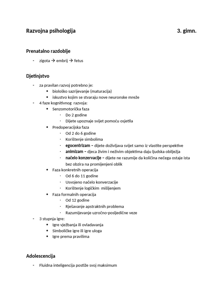 Razvojna Psihologija | PDF