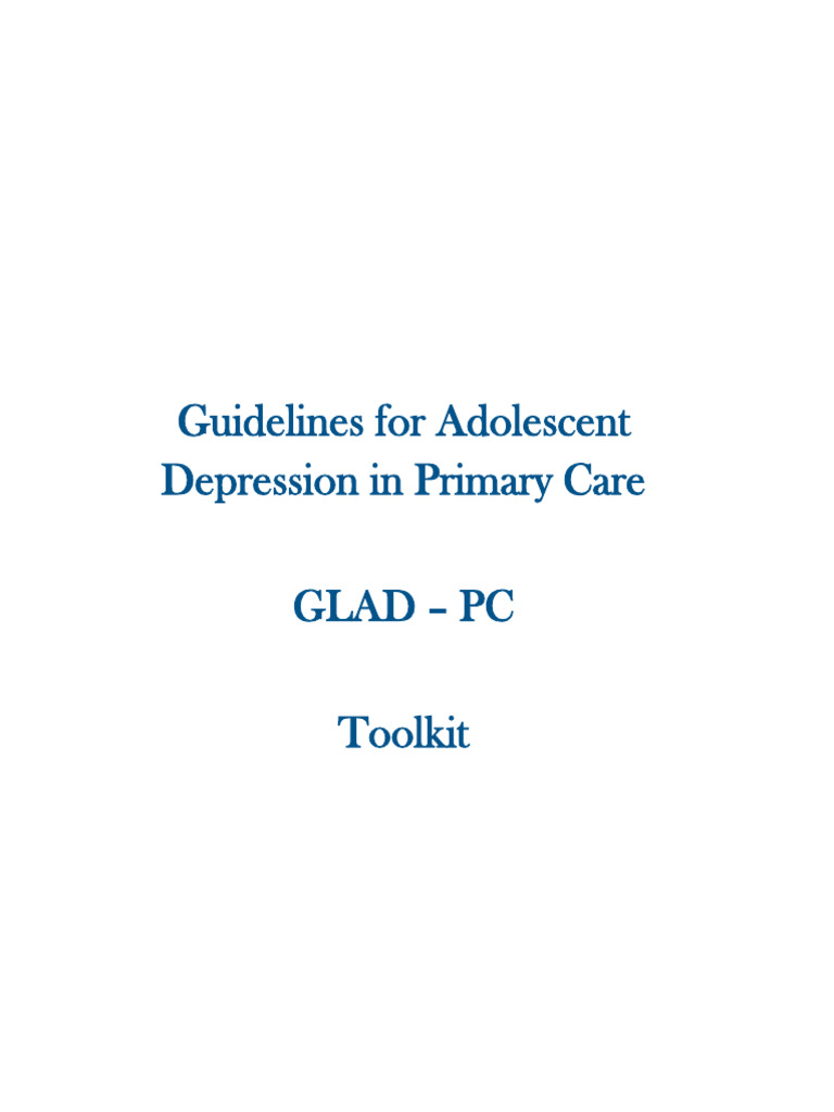 Depression Guidelines Primary Care Glad-pc-Toolkit-2018 | PDF | Major ...