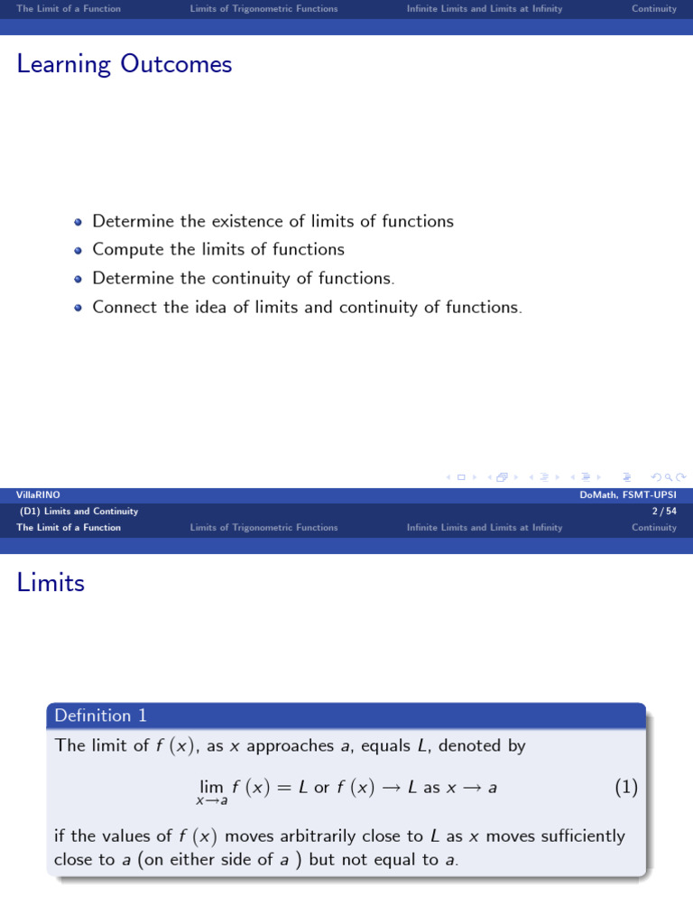 Limits and Continuity | PDF | Function (Mathematics) | Mathematical Objects