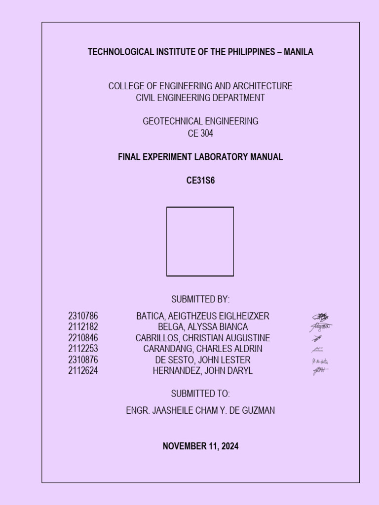Ce 304 Final Experiment Lab Manual Group 4 | PDF | Applied And ...
