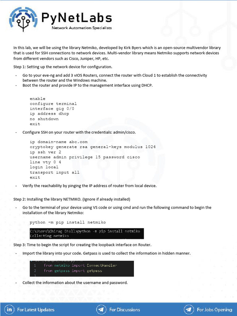 Configuring Multiple Routers using SSH | PDF Configuring Multiple Routers using SSH | PDF