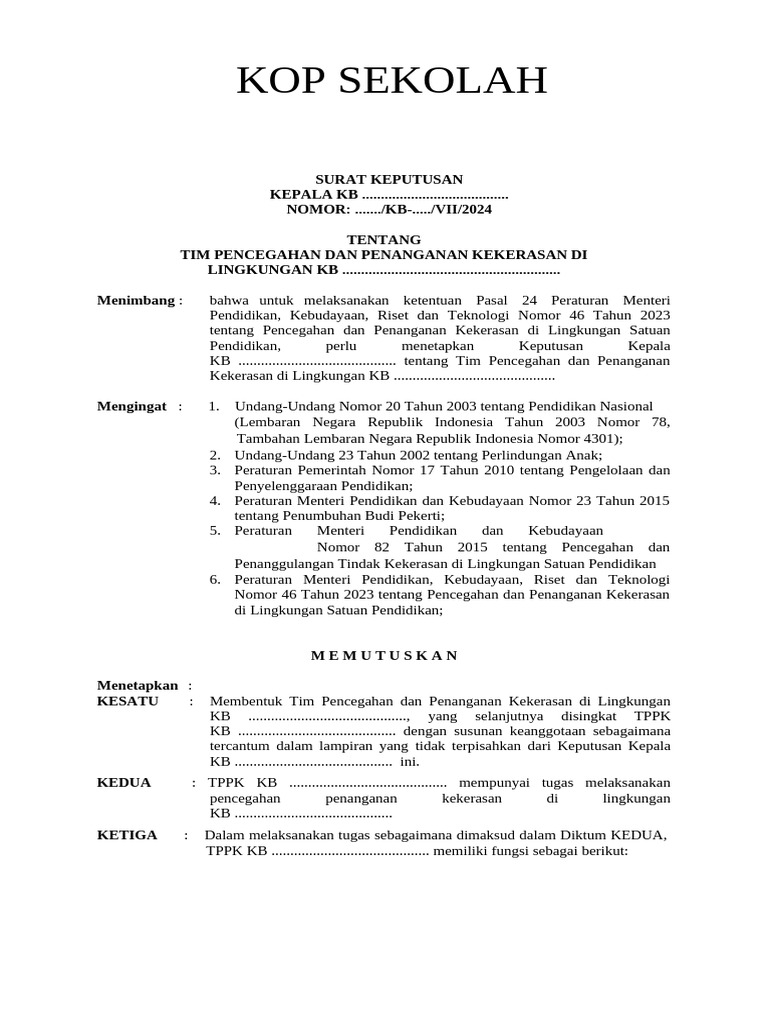 Contoh SK TPPK 2024 | PDF
