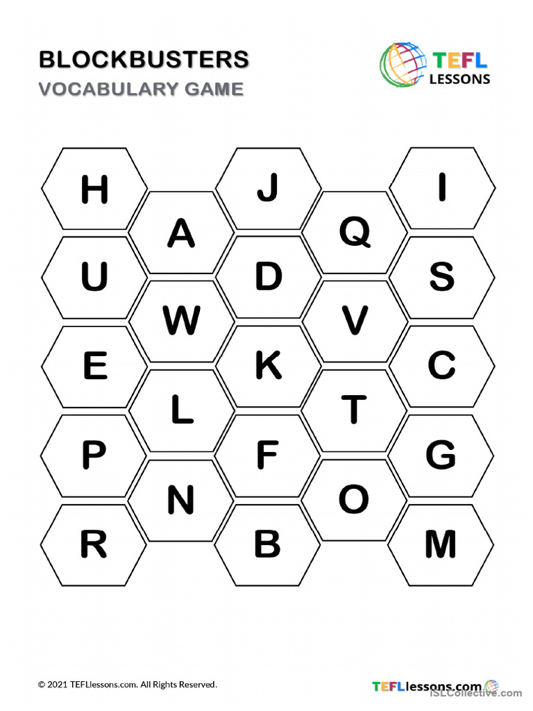 Blockbuster Game - Basic Vocabulary For Beginners | PDF