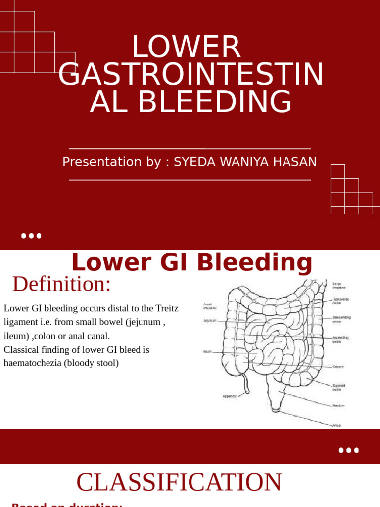 Causes of Lower GI Bleeding (SYEDA WANIYA HASAN) | PDF | Hemorrhoid ...