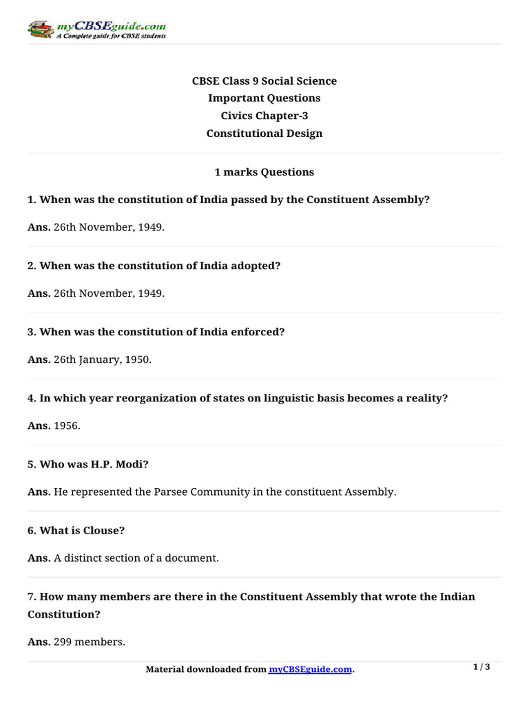 9 Social Impq Civics Ch3 1 | PDF | Government