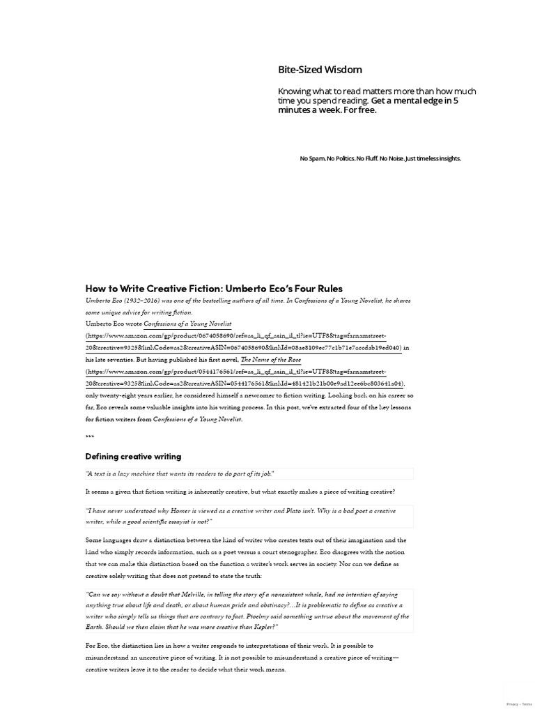 How To Write Creative Fiction | PDF | Writers