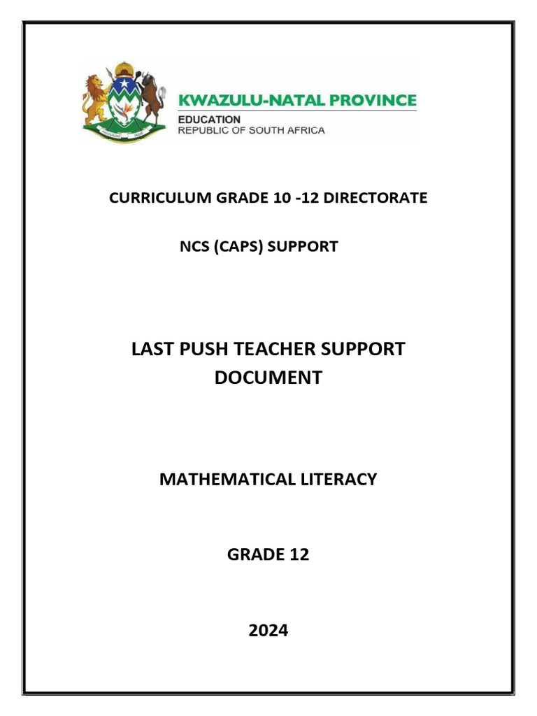 Grade 12 Last Push: Math Literacy 2024 | PDF | Taxes | Interest