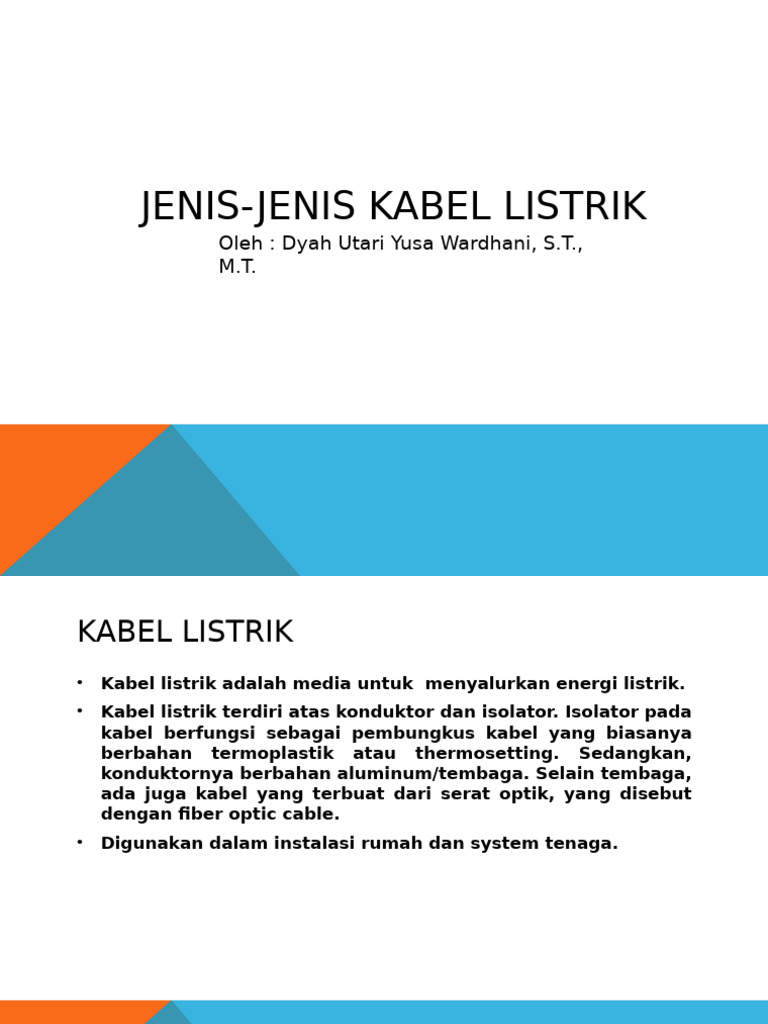 Pertemuan Ke-6 Jenis Kabel Listrik | PDF