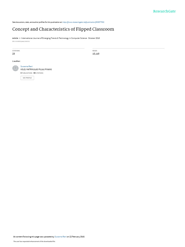 Concept and Characteristics of Flipped Classroom | PDF | Learning ...