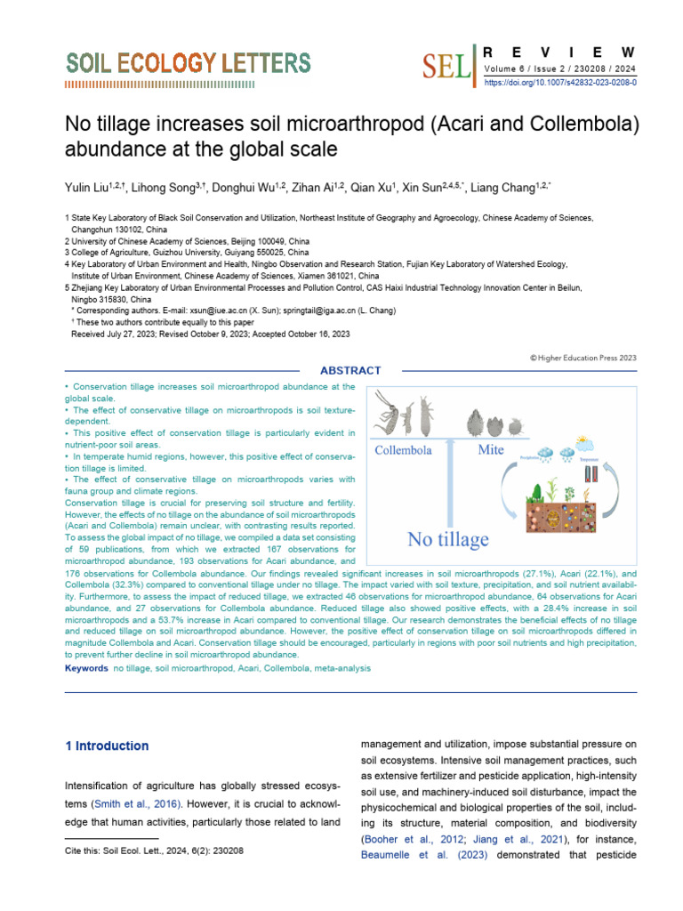 No Tillage Increases Soil Microarthropod (Acari and Collembola ...