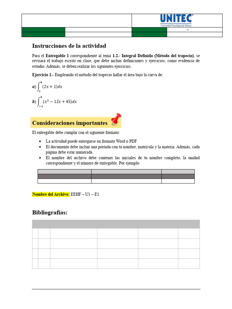 Actividad U1 - E1 - Cálculo Integral | PDF