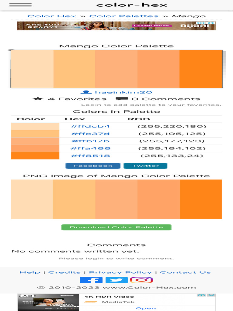 Mango Color Palette | PDF