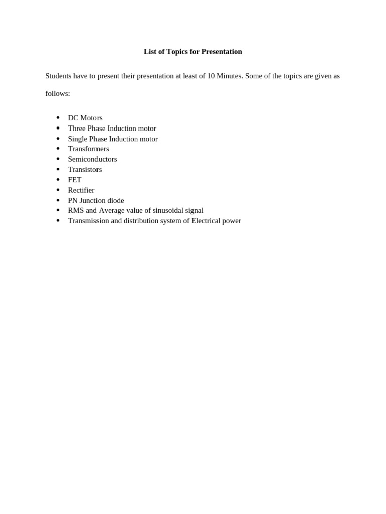 List of Topics For Presentation2 | PDF