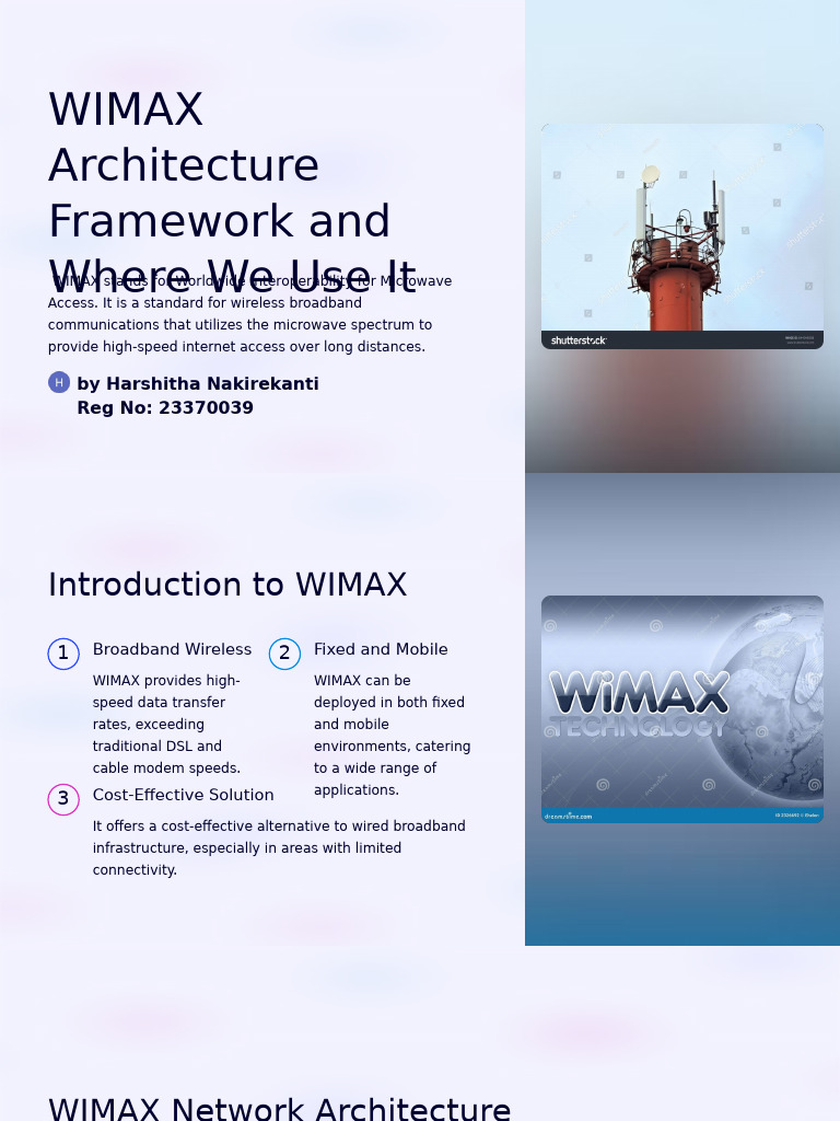 WIMAX Architecture Framework and Where We Use It | PDF | Wi Max | Internet Access