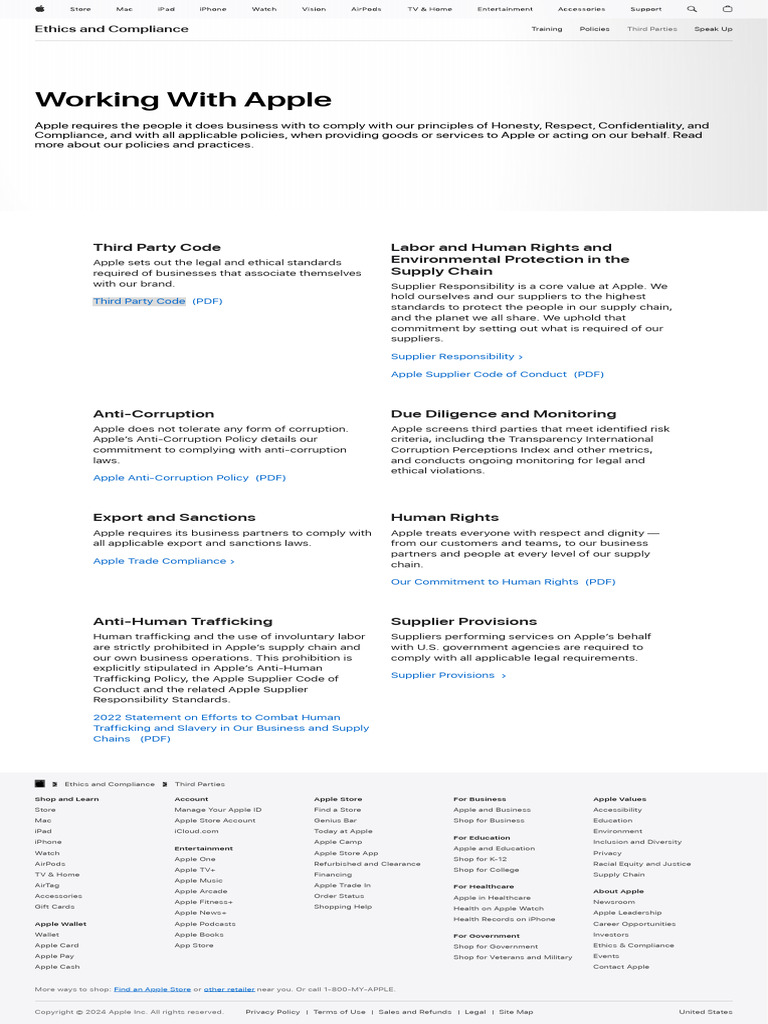 Apple Ethics and Compliance - Third Parties - Apple | PDF | Apple Inc ...