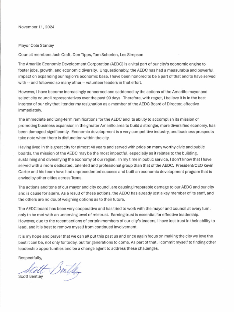 Bentley Resignation | PDF