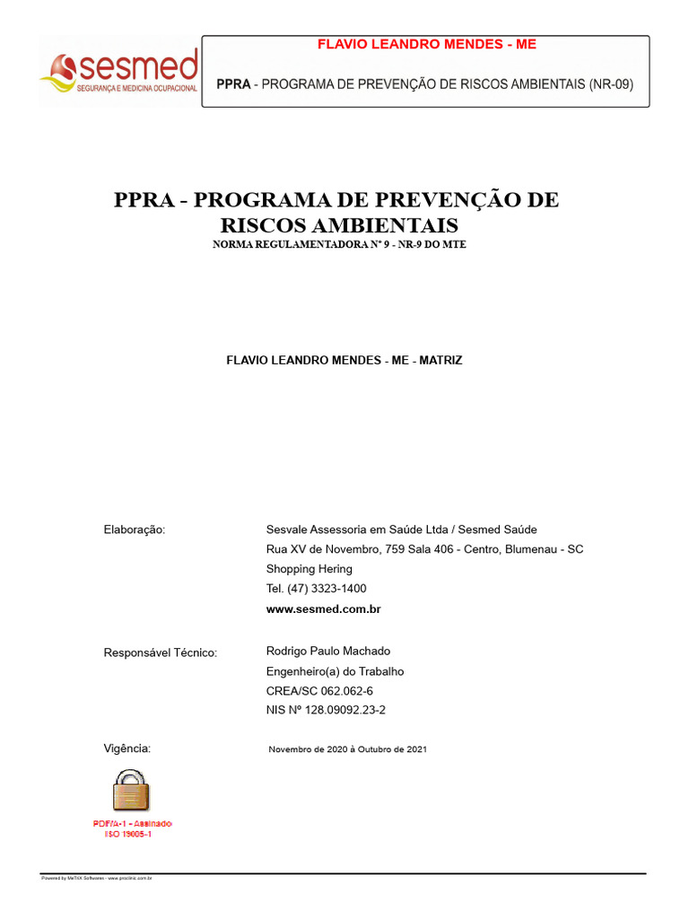 17 Ppra 2020 | PDF | Ambiente natural | Química