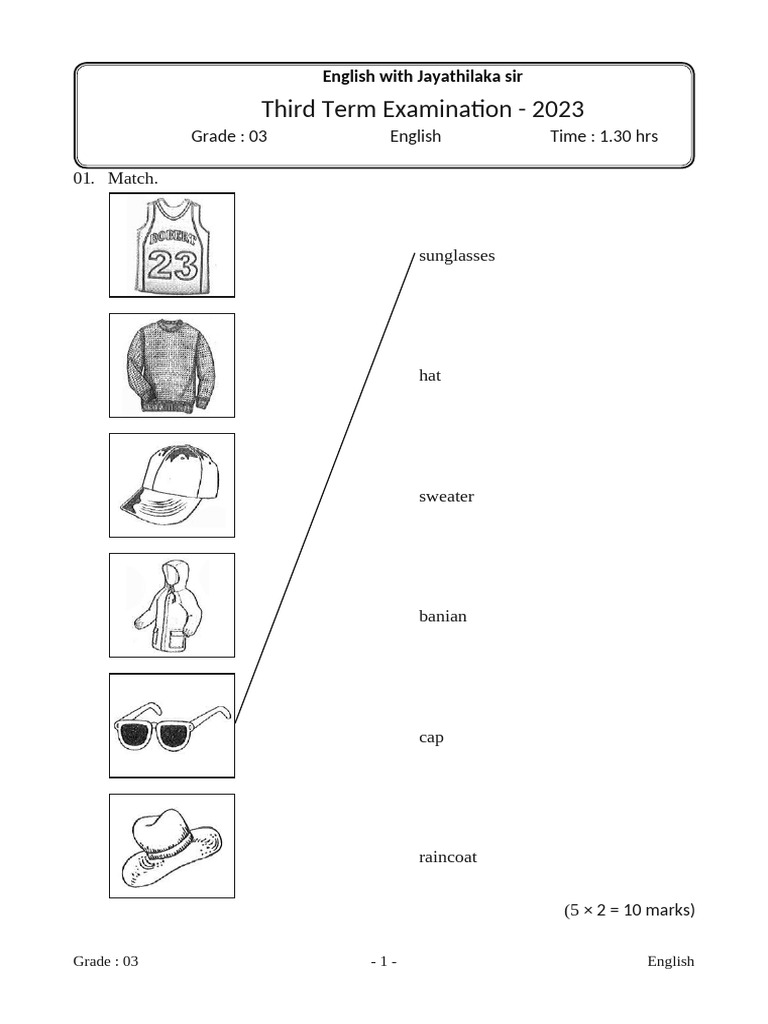 Grade 3 - English - 3rd Term 2018 | PDF | Teaching Methods & Materials
