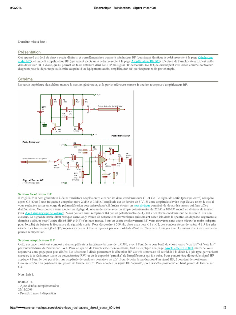Electronique - Réalisations - Signal Tracer 001 | PDF
