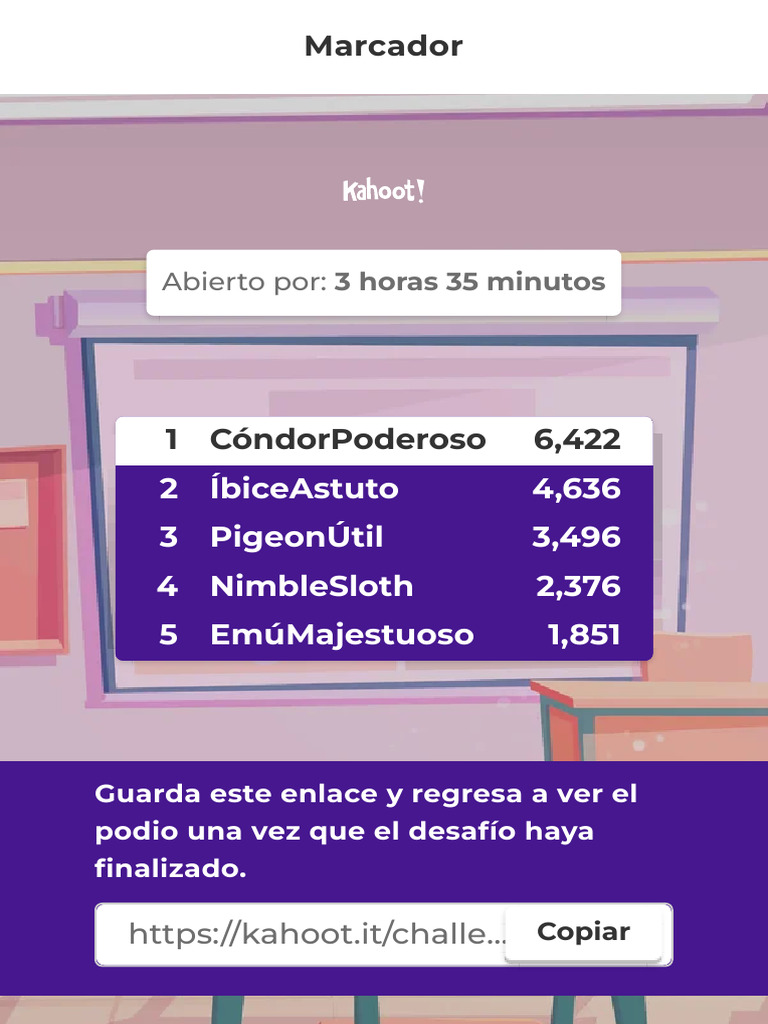 Marcador - Kahoots Asignados - Kahoot! | PDF | Cocina, comidas y vino | Hogar y jardín