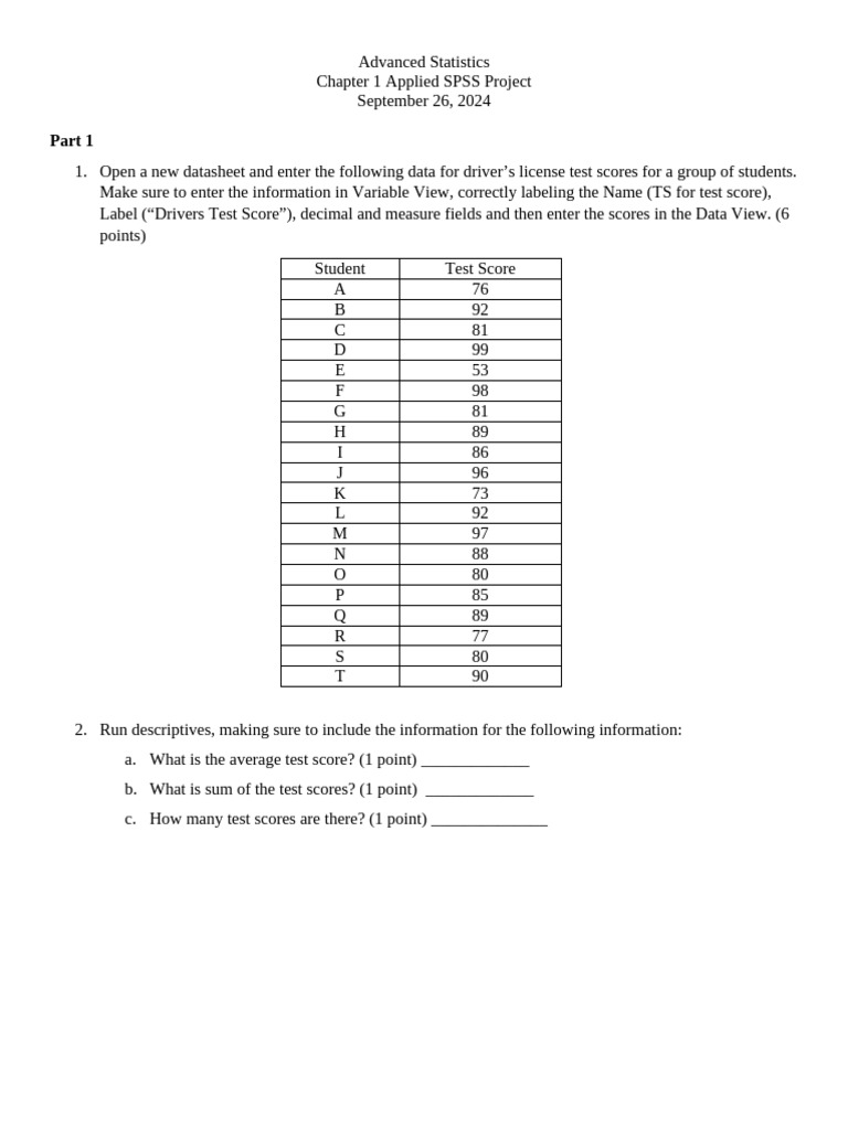 SPSS Project: Analyzing Test Scores | PDF | Spss | Statistics