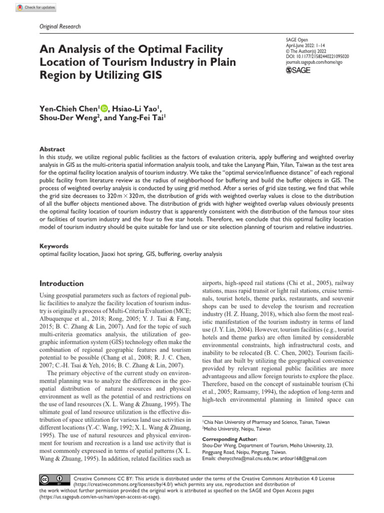 An Analysis of The Optimal Facility Location of Tourism Industry in Plain Region by Utilizing ...