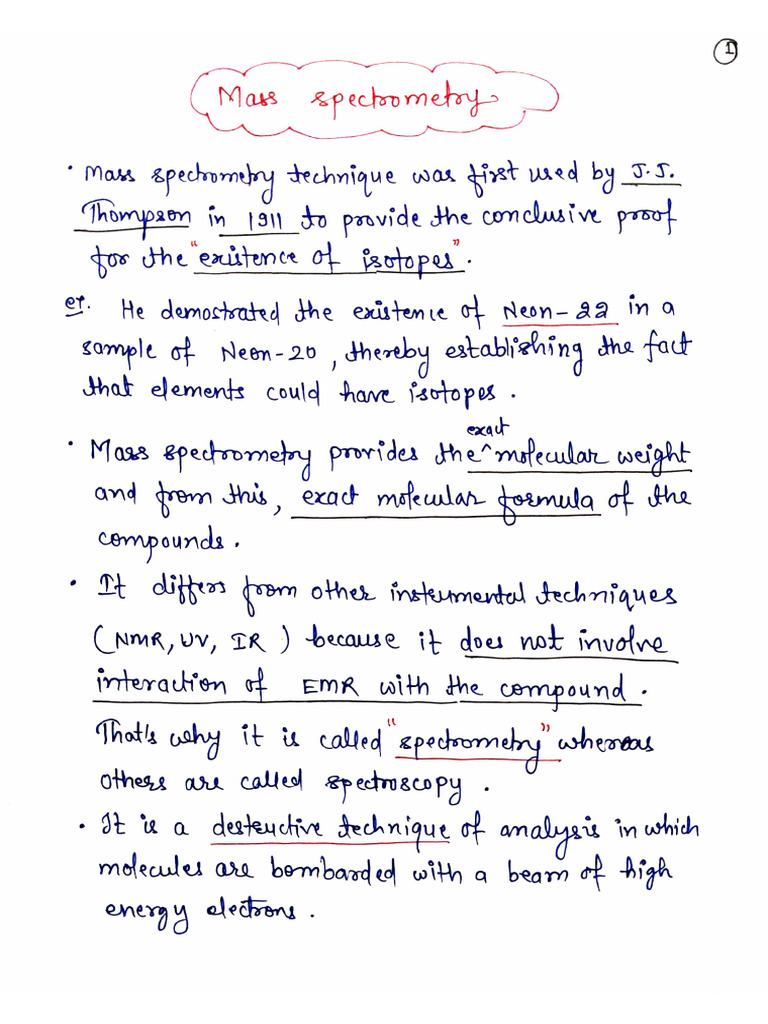 Mass Spectrometry Notes by Lovepreet | PDF