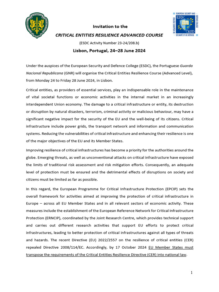 Invitation Letter Admin Instruction-ESDC Critical Entities Resilience ...