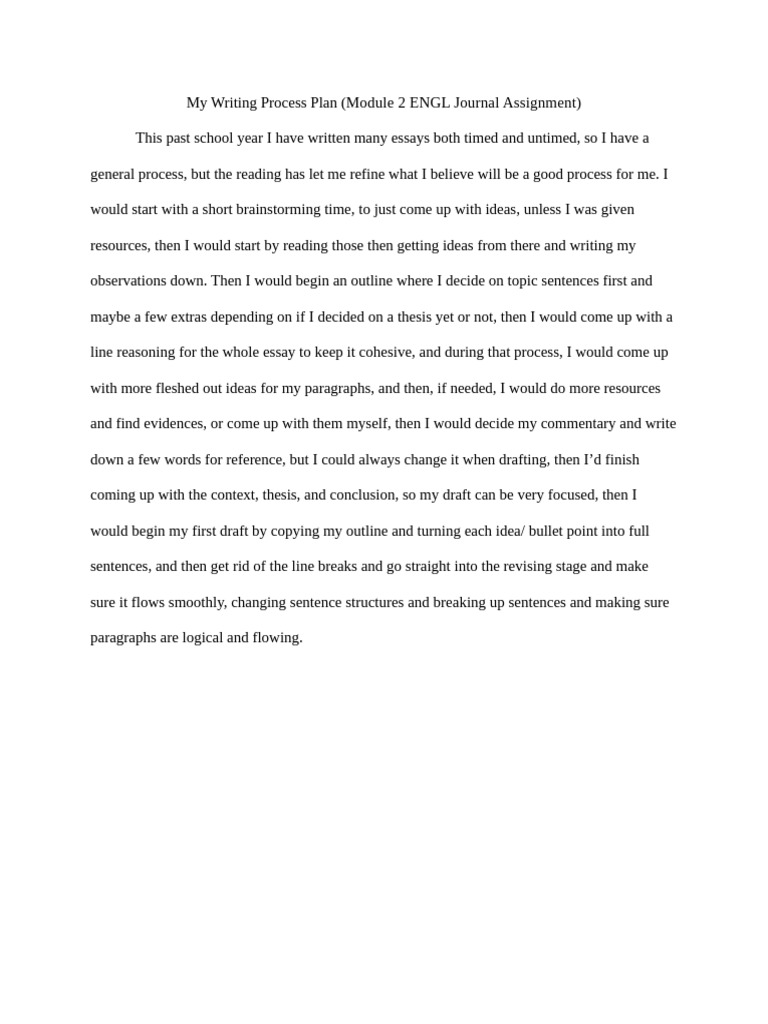 Writing Process Plan Overview | PDF