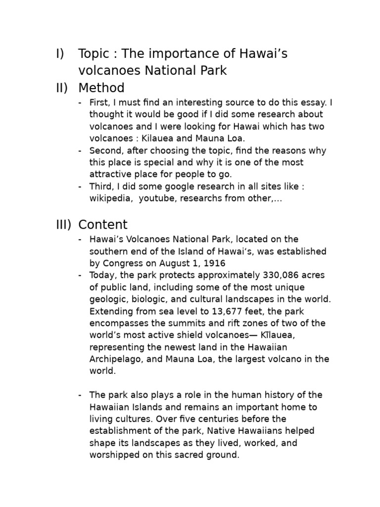 Topic Hawai's Volcanoes National Park | PDF | Hawaii | Volcano