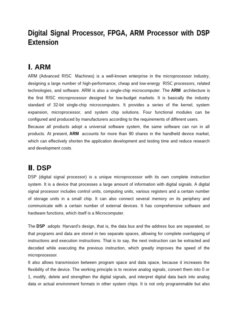 ARM vs DSP: Key Differences Explained | PDF | Field Programmable Gate ...