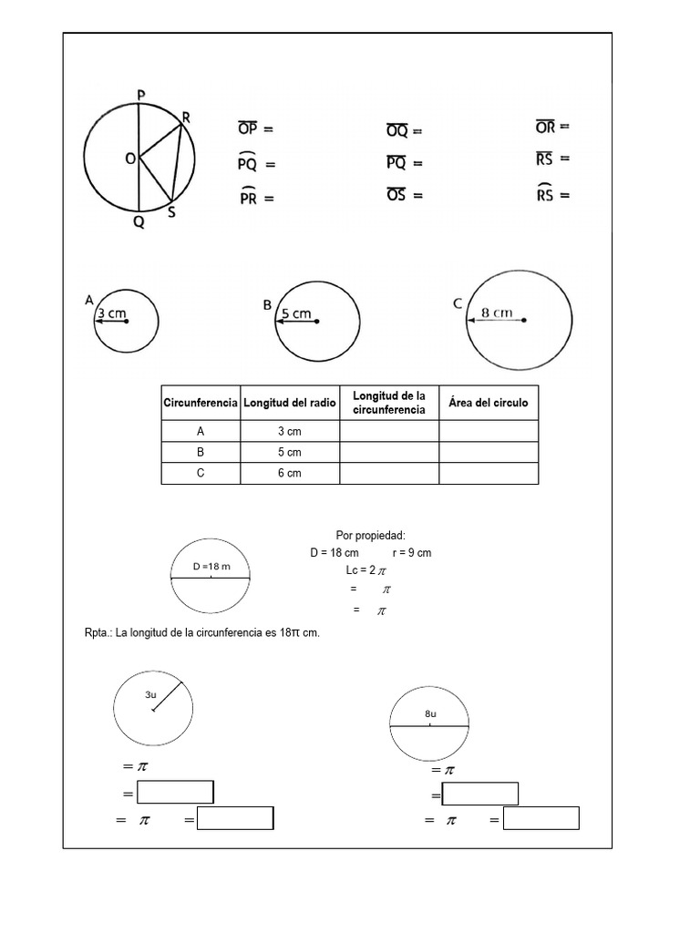 Tarea - Circulo y Circunferencia | PDF | Circulo | Formas geométricas