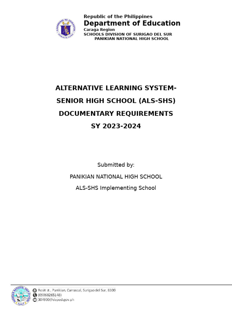 ALS-SHS Docomentary Requirements | PDF | Learning | Schools