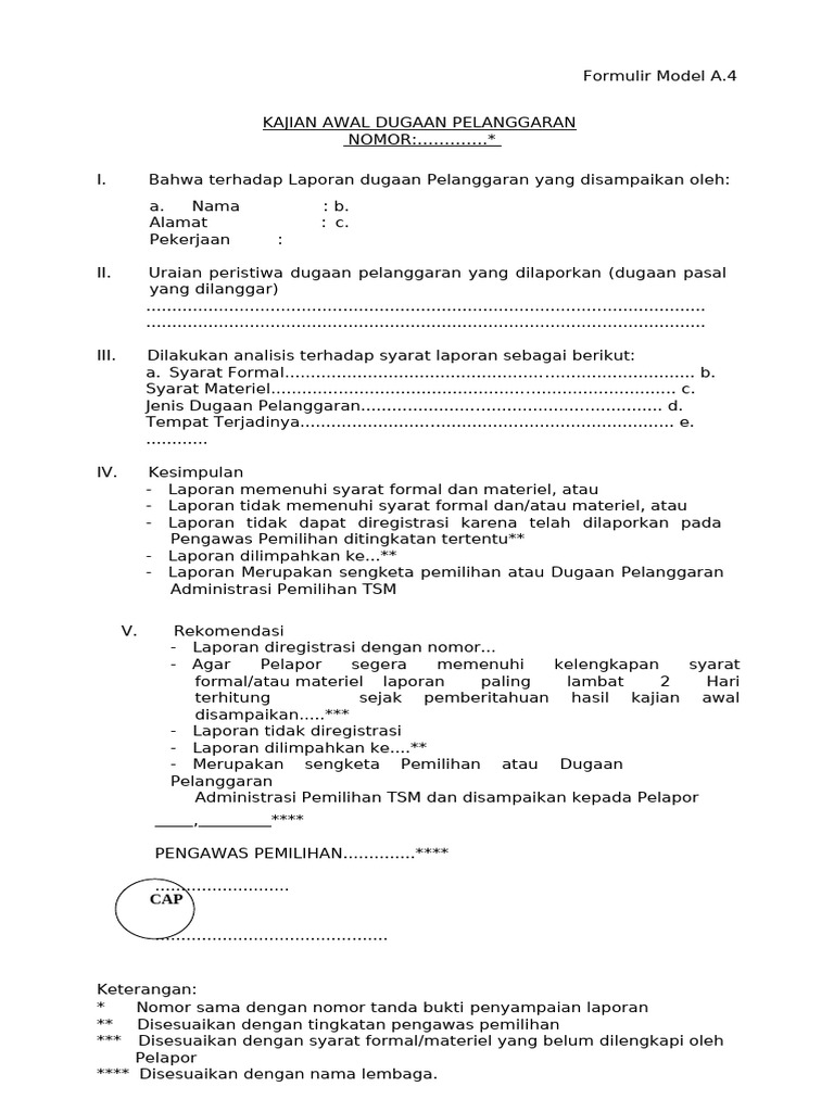 Formulir Model A | PDF