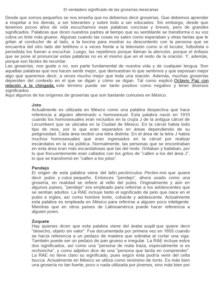 Significado de las groserías mexicanas | PDF | Burro | Palabra