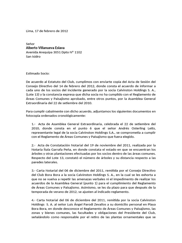 Carta de Entrega de Documentos Bora Bora | PDF | Daños y perjuicios | Derecho Civil (Common Law)